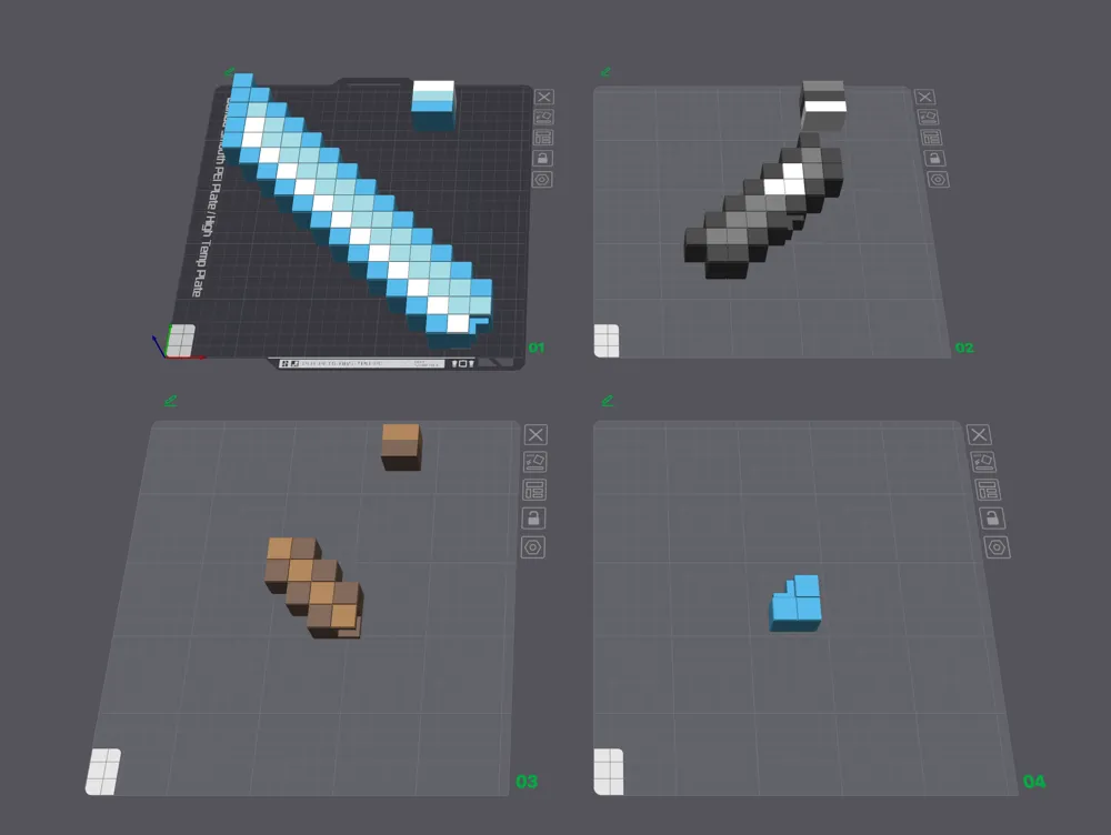 Customizable Minecraft-Style Sword by Creat3DWorks MakerWorld: Download Free 3D Models