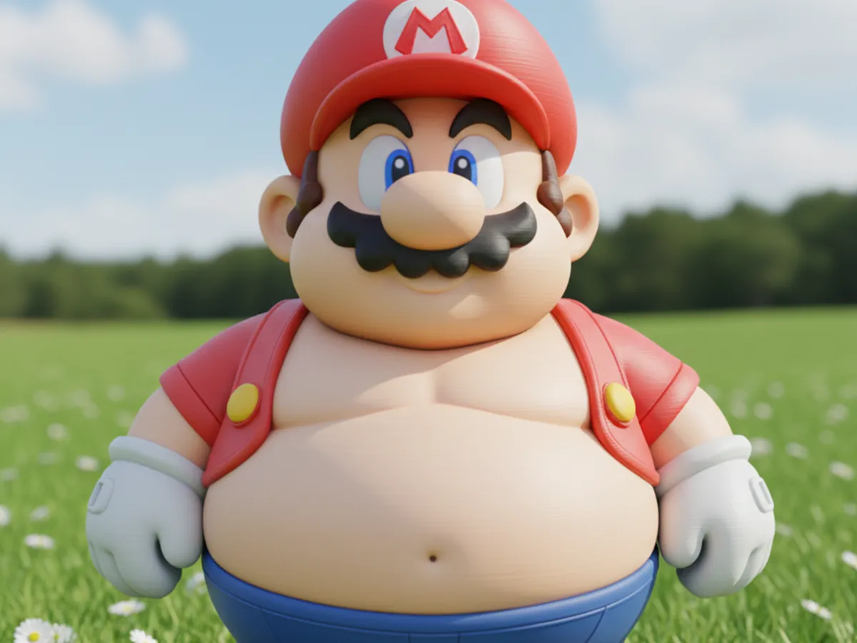 super fat chubby Mario. ready to get painted - Free 3D Print Model ...
