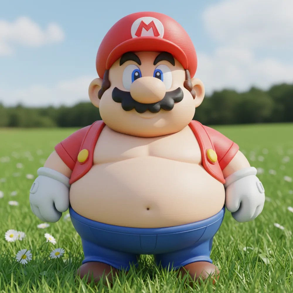 super fat chubby Mario. ready to get painted - Free 3D Print Model ...