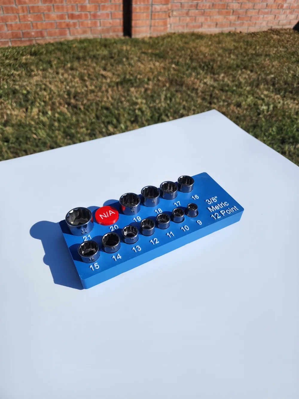 3/8" Metric 12 point socket holder, gridfinity by Fabrication Labs MakerWorld: Download Free 3D ...