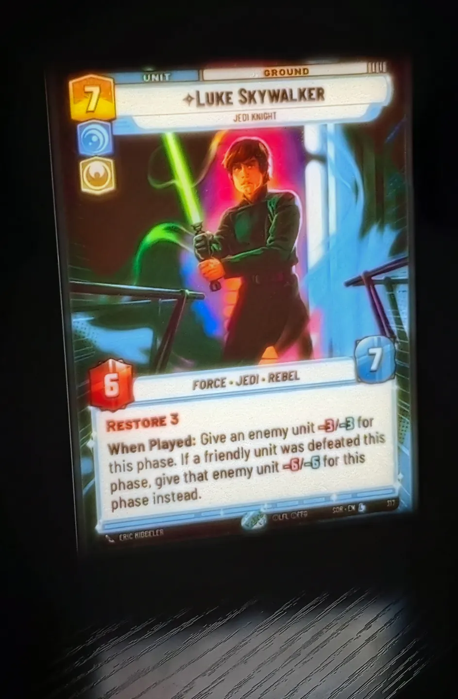 Star Wars Unlimited Lithophane Luke legendary card by ...