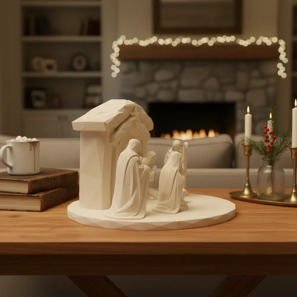 Geometric Nativity Scene - Minimalist Manger - Free 3D Print Model ...