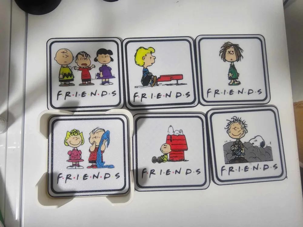 Charlie Brown and Friends coaster set of 6 by J.Trognot - MakerWorld