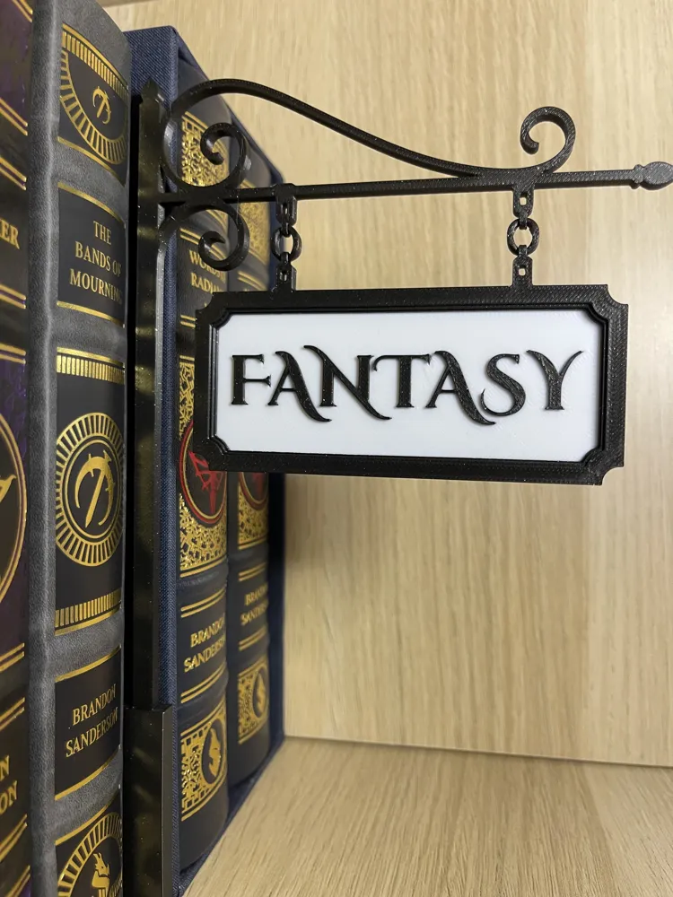 Bookshelf Genre Signs | Fantasy Sci-Fi Horror - Free 3D Print Model ...