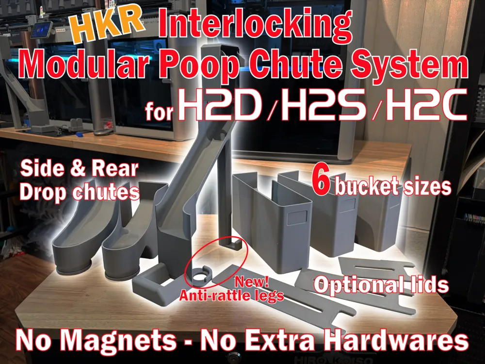 HKR H2D / H2S / H2C POOP CHUTE - NO EXTRA HARDWARE - Free 3D Print ...