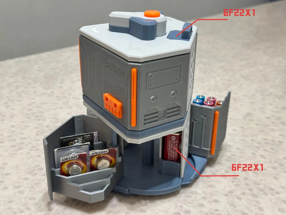 Caixa de armazenamento de baterias estilo Mecha com compartimento ...