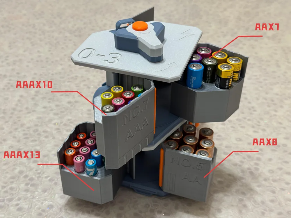 Mecha-Style Battery Storage Box - Layered Rotating Compartment ...