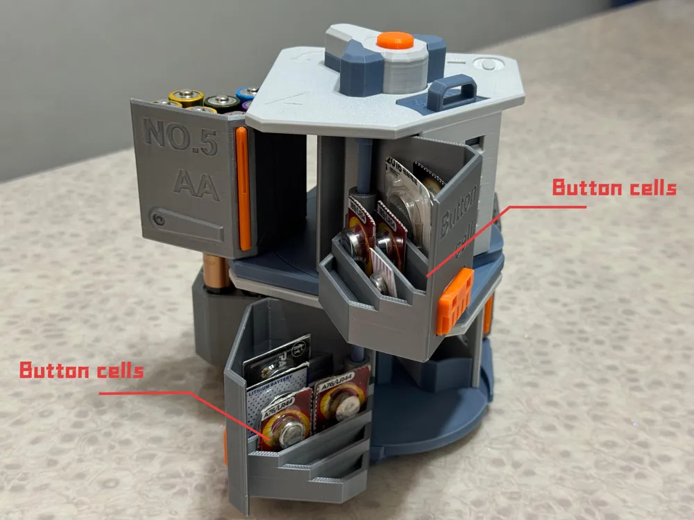 Caixa de armazenamento de baterias estilo Mecha com compartimento ...
