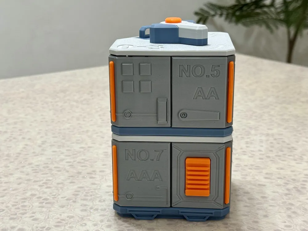 Mecha-Style Battery Storage Box - Layered Rotating Compartment ...