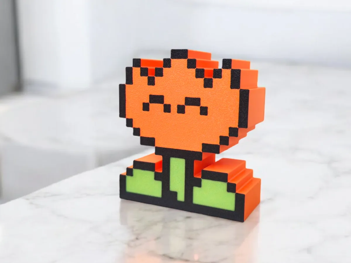 Super Mario - 8-Bit Fire Flower - Free 3D Print Model - MakerWorld