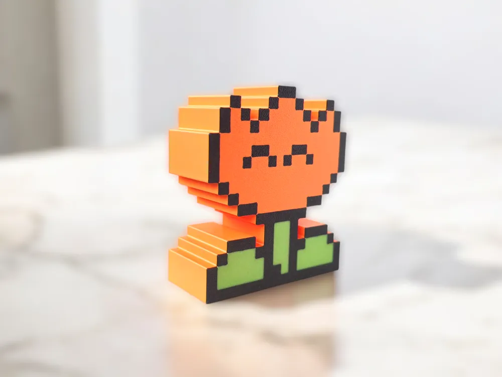 Super Mario - 8-Bit Fire Flower - Free 3D Print Model - MakerWorld