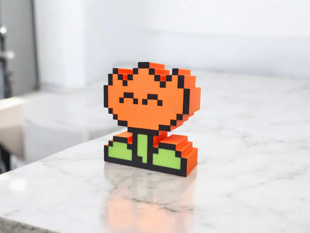 Super Mario - 8-Bit Fire Flower - Free 3D Print Model - MakerWorld