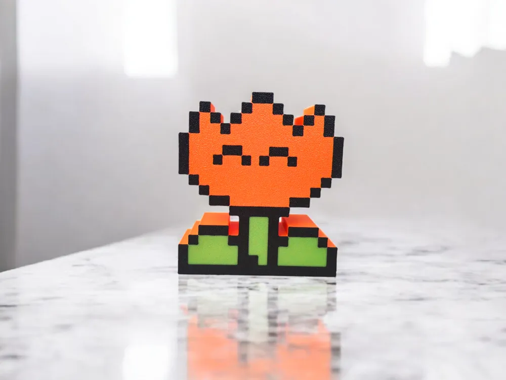 Super Mario - 8-Bit Fire Flower - Free 3D Print Model - MakerWorld