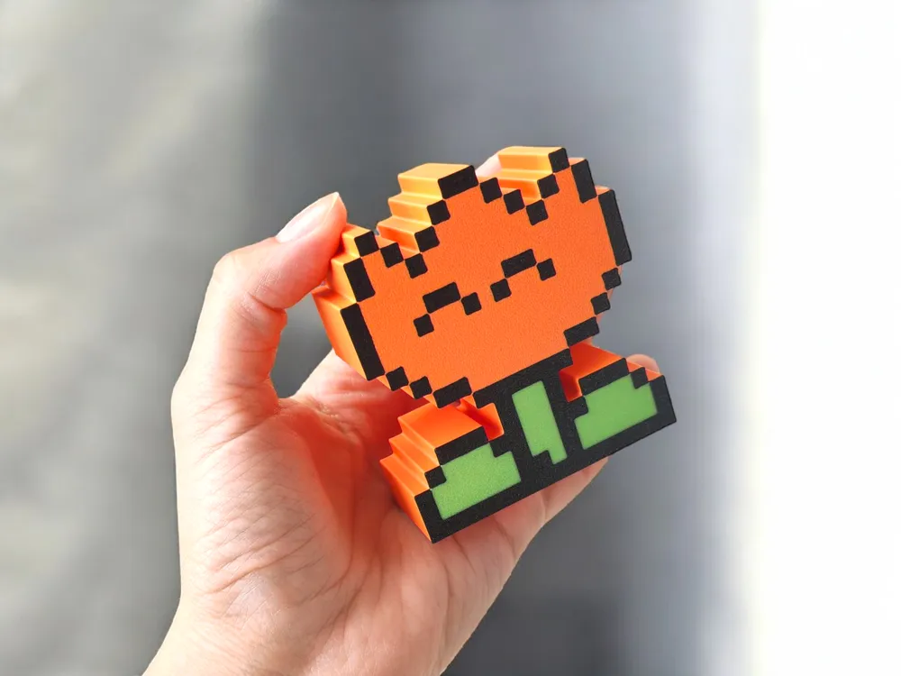 Super Mario - 8-Bit Fire Flower - Free 3D Print Model - MakerWorld