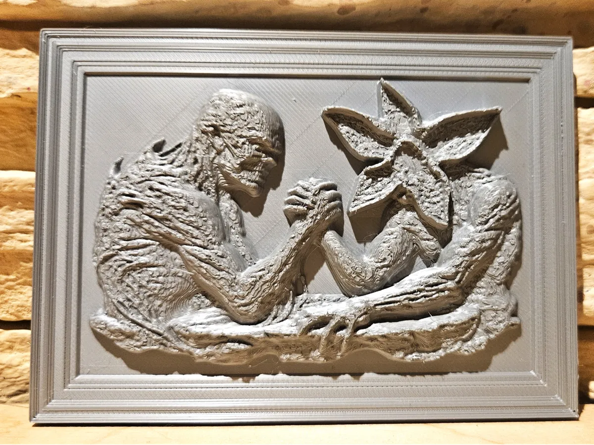 Escultura em Relevo de Luta de Braço Vecna vs Demogorgon - Modelo ...