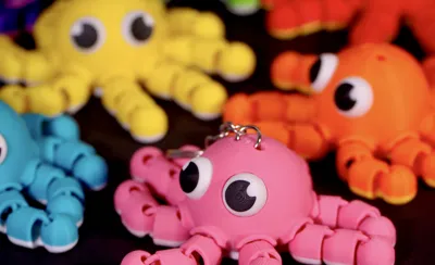 Articulated Flexy Octopus Keychain Fidget Toy - Free 3D Print Model ...