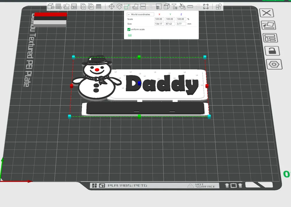 Snowman - customizable nameplate, desk plate by Bens3ds - MakerWorld