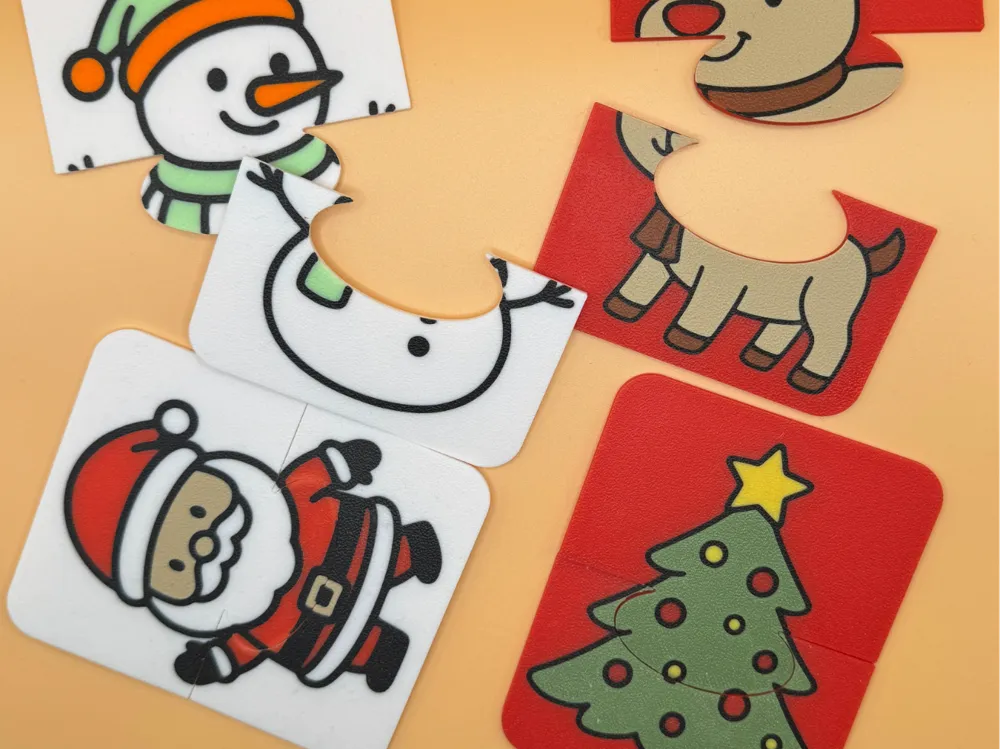 2-Piece Christmas Puzzle Pack - Free 3D Print Model - MakerWorld