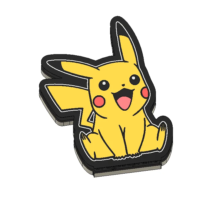 Pikachu sitting Lightbox LED Lamp by braga3dprint MakerWorld: Download ...