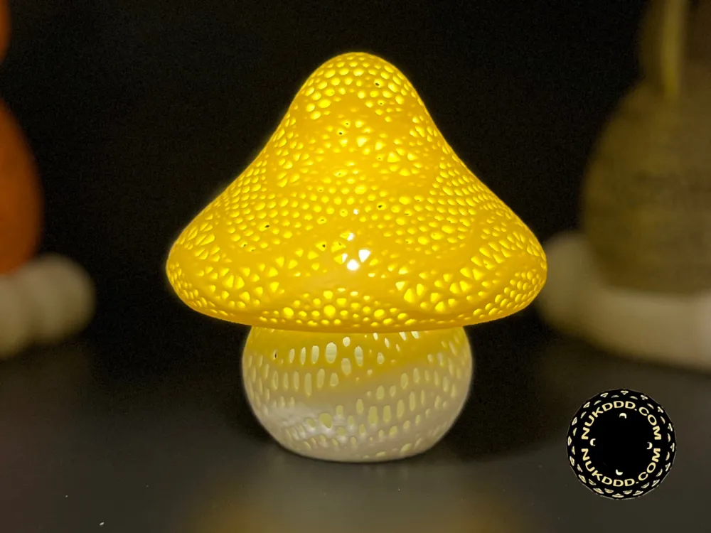 Stumpy Mushroom Lamps Trio by NUKDDD MakerWorld: Download Free 3D Models