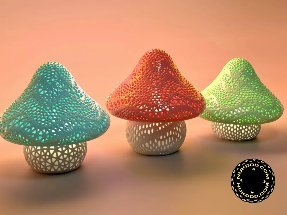 Stumpy Mushroom Lamps Trio by NUKDDD MakerWorld: Download Free 3D Models