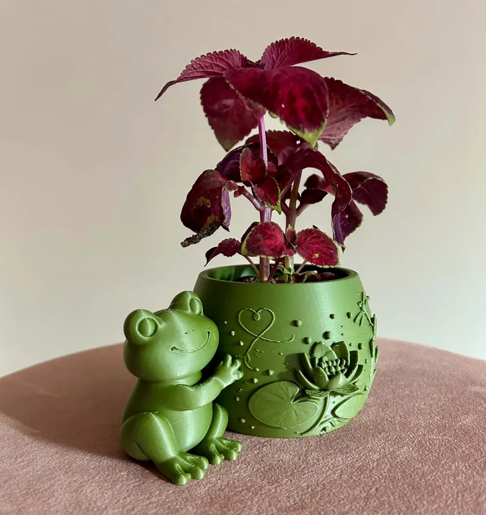 Cute Frog Water Lily Planter - Free 3D Print Model - MakerWorld