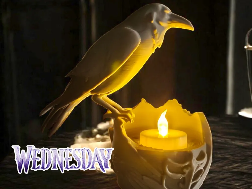 Gothic Raven Tealight - Wednesday Inspired by VirtuPrinto MakerWorld ...