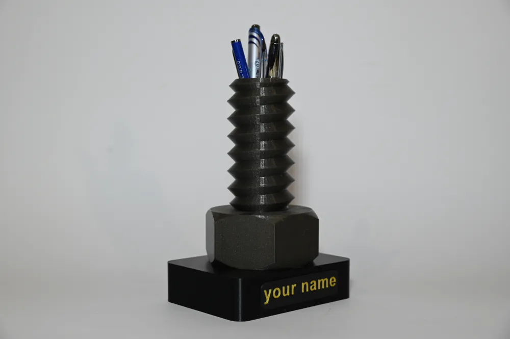 Personalized Bolt Pen Holder - Free 3D Print Model - MakerWorld