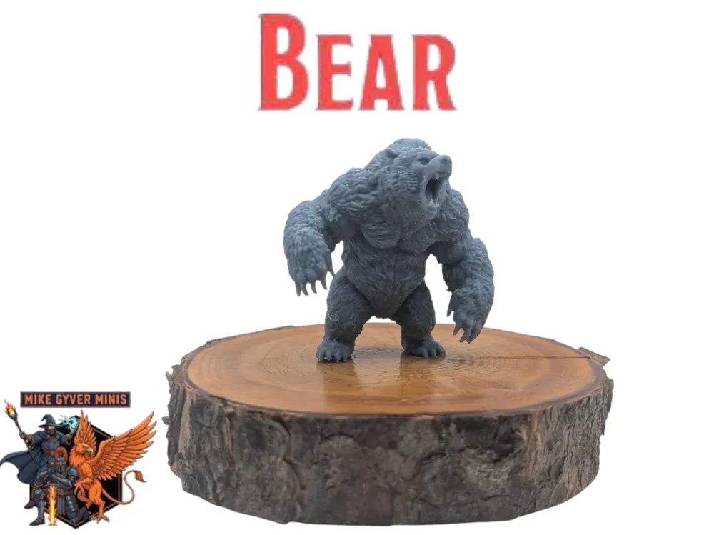 DnD TTRPG Bear Miniature - Free 3D Print Model - MakerWorld