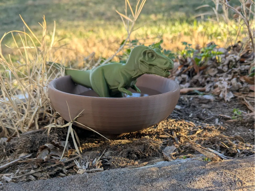 Birdbath and Pollinator Watering Station - T-Rex - Free 3D Print Model ...