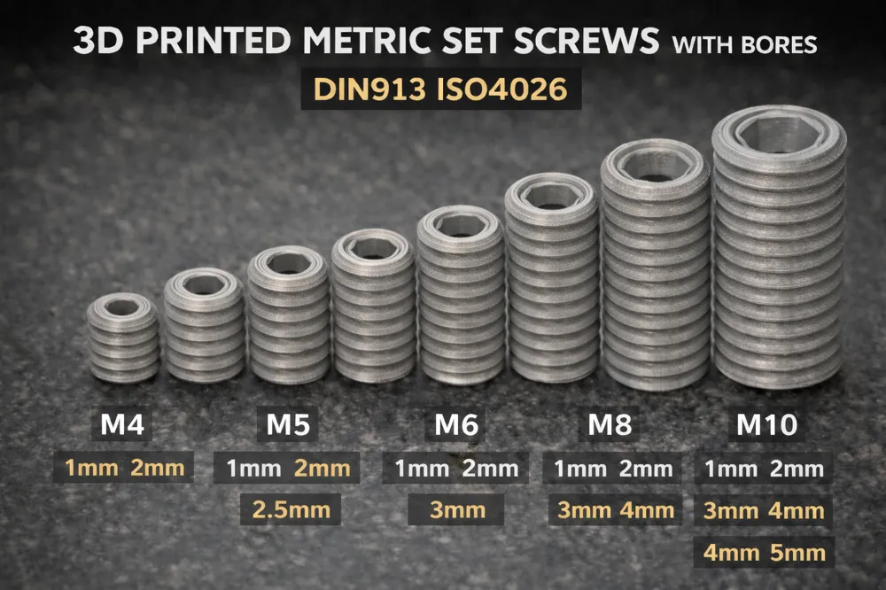 3D Printed Set Screws M4–M10 with Hole - Free 3D Print Model - MakerWorld