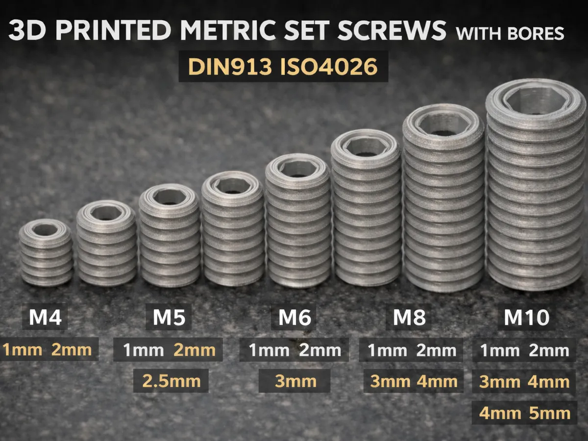 3D Printed Set Screws M4–M10 with Hole - Free 3D Print Model - MakerWorld