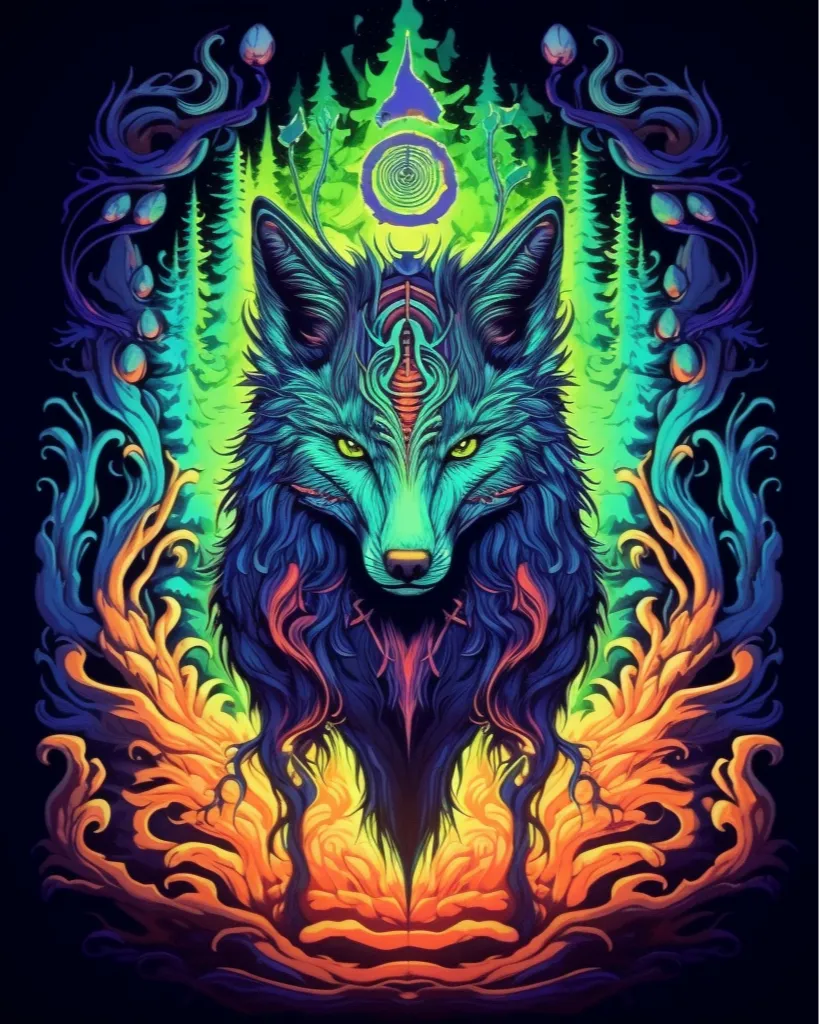 Wolf Glow in Forest (HueForge 4 colour) by JUST PRINT3D - MakerWorld