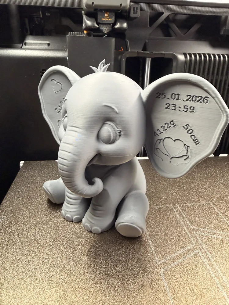 Cute Baby Elephant Birth Keepsake - Free 3D Print Model - MakerWorld