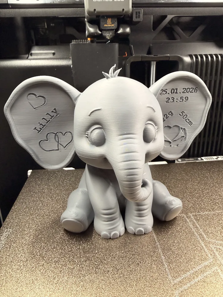 Cute Baby Elephant Birth Keepsake - Free 3D Print Model - MakerWorld