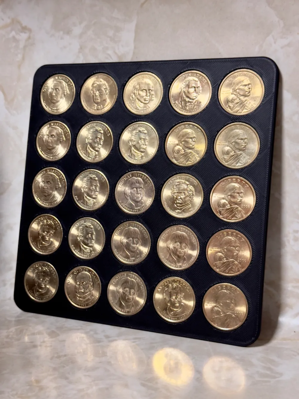Coin Cache: 5x5 Dollar Organizer Tray by desrucvision - MakerWorld
