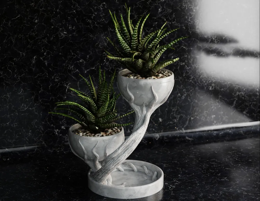 Double tree pot by uni3Dworld MakerWorld: Download Free 3D Models