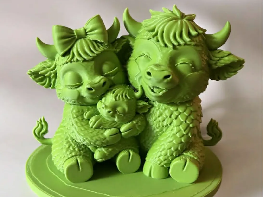 Highland cow couple with baby - Free 3D Print Model - MakerWorld