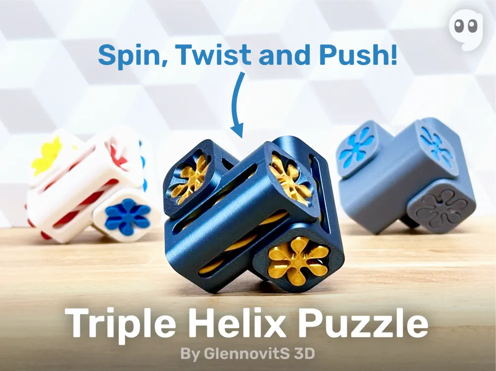 Triple Helix Puzzle (6 piece brainteaser + fidget) by GlennovitS 3D ...