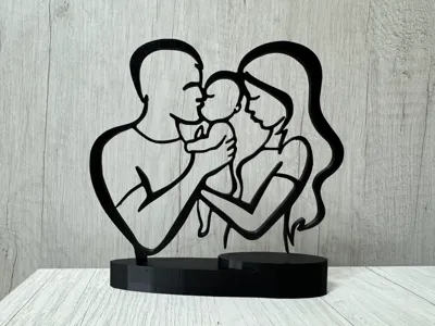 Line Art Family - Line Art Family - Free 3D Print Model - MakerWorld