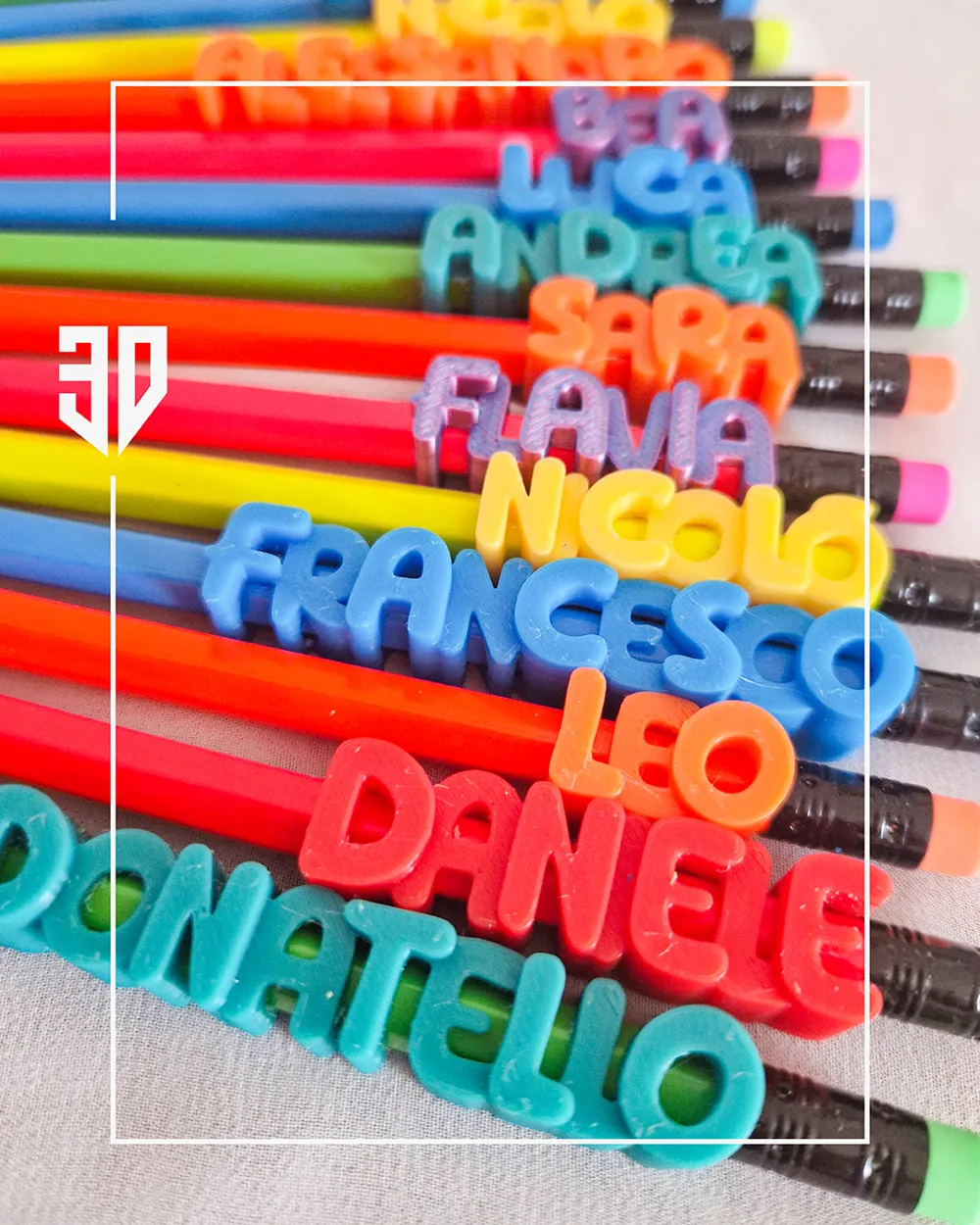 Children's name letters for pencils - Free 3D Print Model - MakerWorld