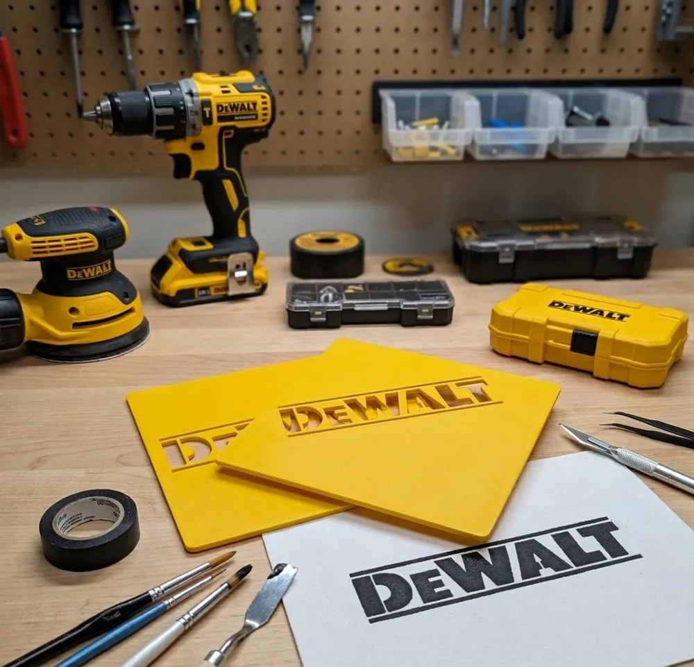 DeWALT Logo Stencil - Negative Part for Spraying - Free 3D Print Model ...