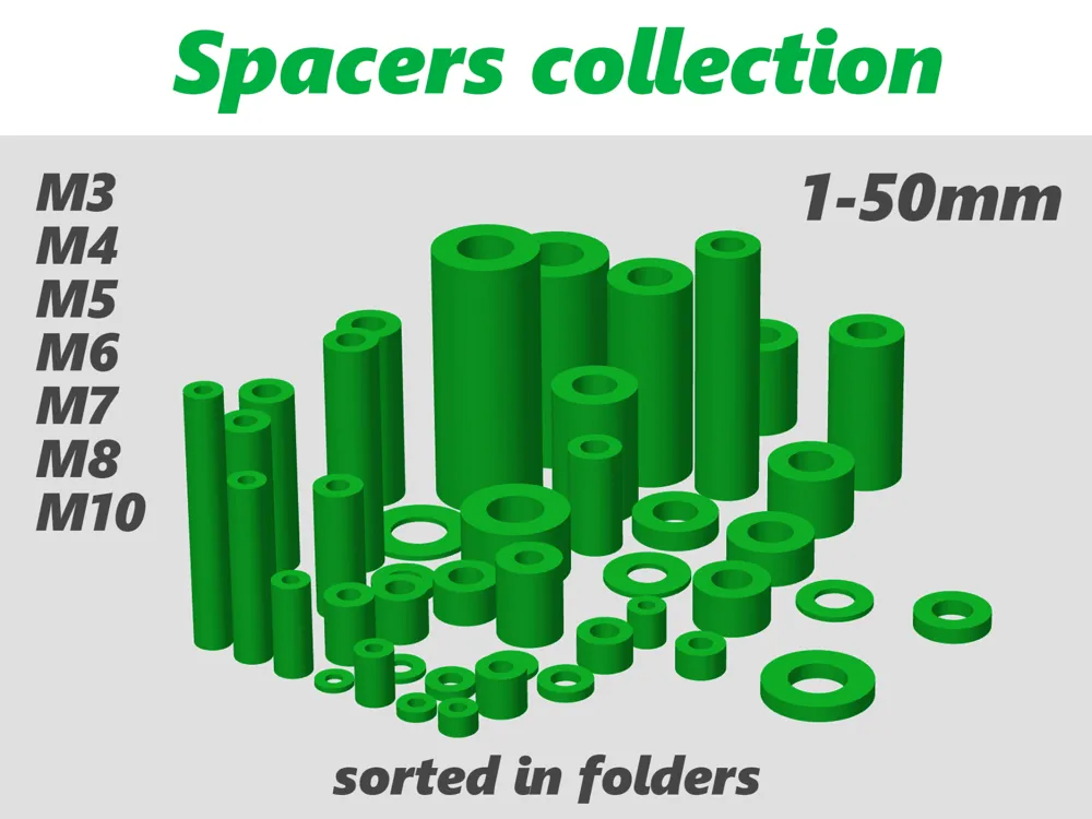 Printable Spacer Kit Collection | M3–M10 | 1–50 mm - Free 3D Print ...