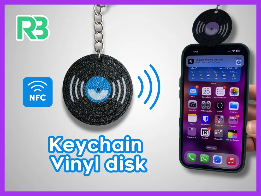 Keychain vinyl disk with NFC tag by Rafa Barajas MakerWorld: Download ...