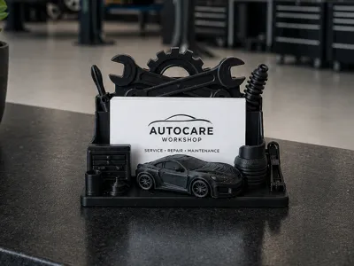 Business Card Holder - Car Mechanic - Free 3D Print Model - MakerWorld