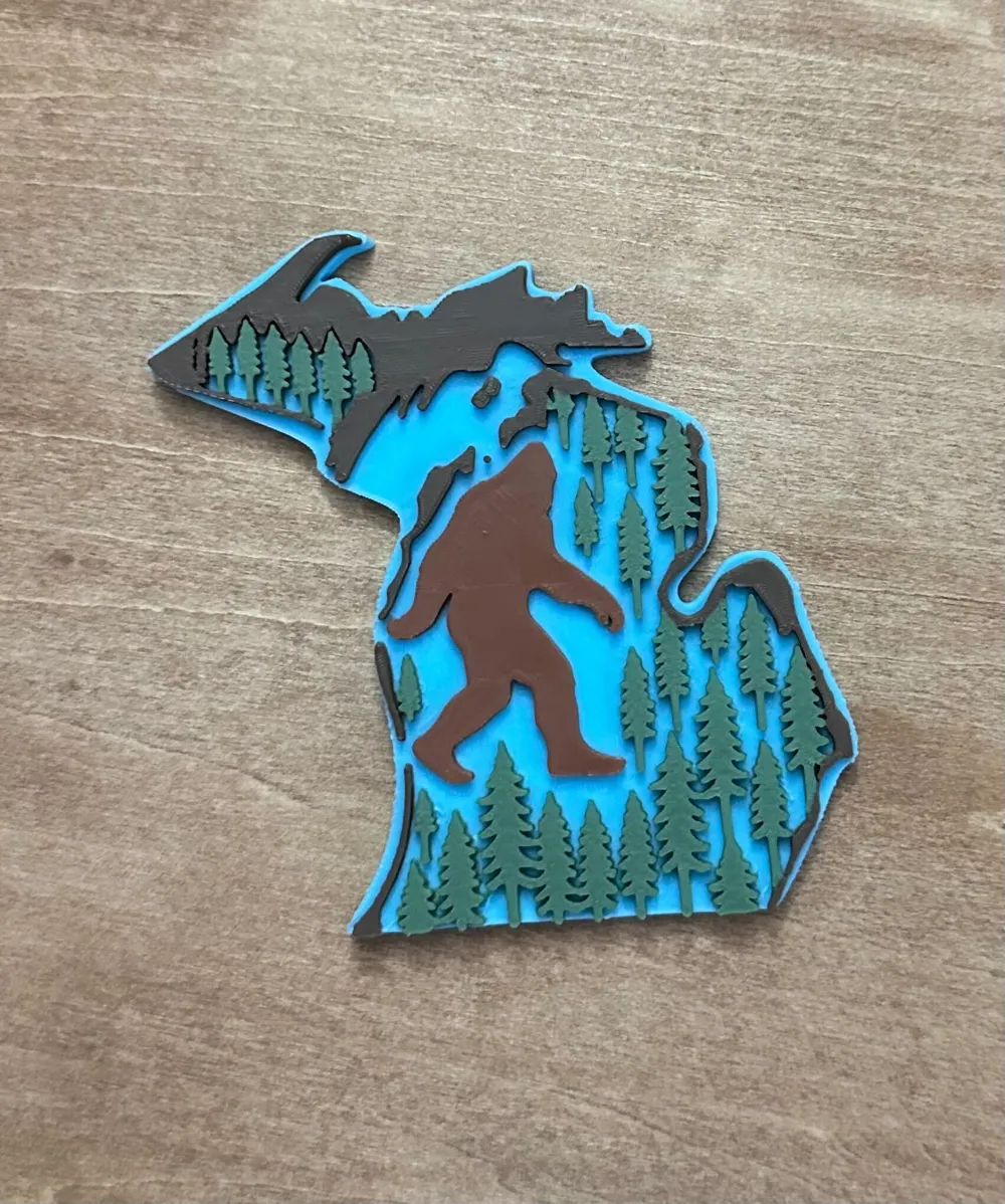 Bigfoot in Michigan Magnet - Free 3D Print Model - MakerWorld