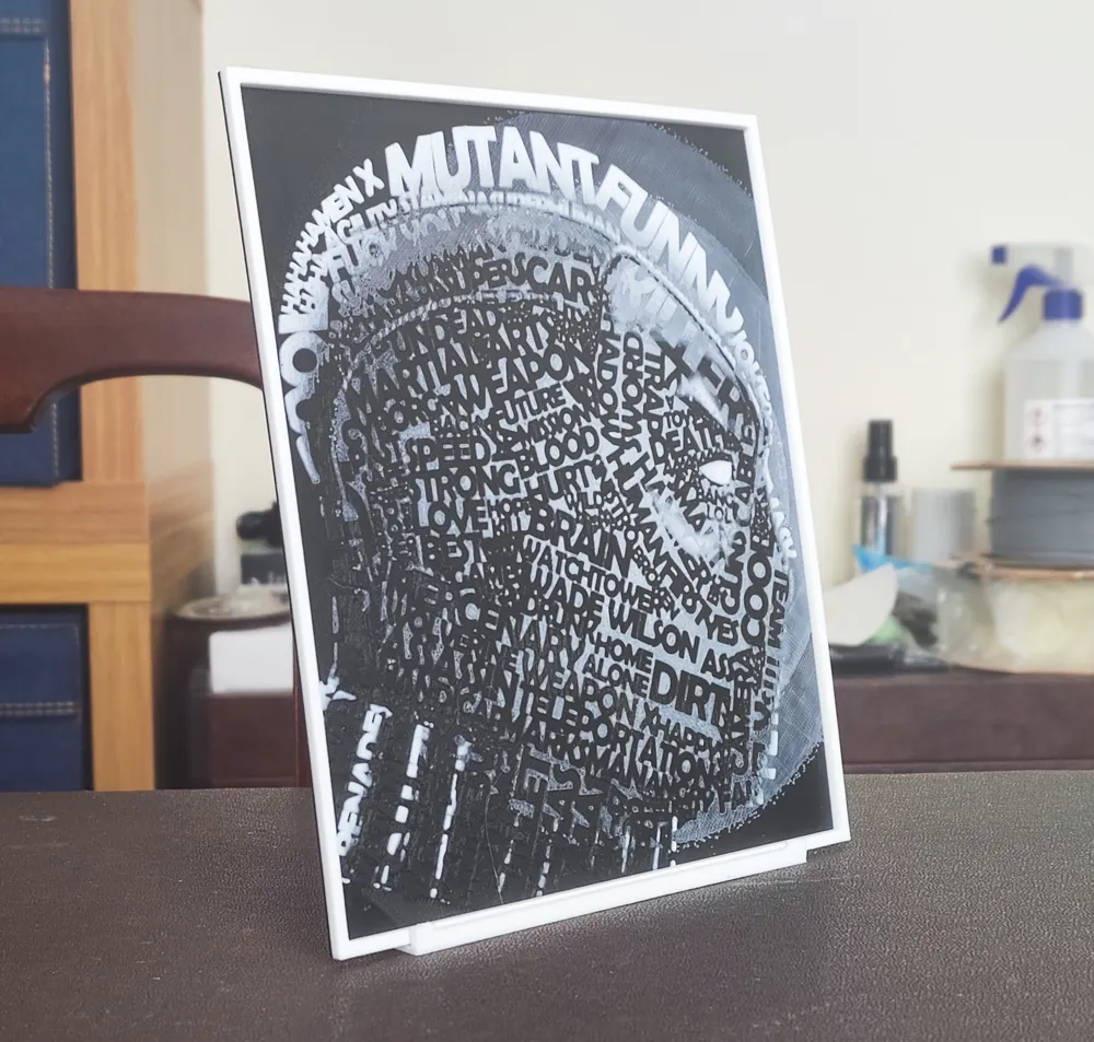 Deadpool Word Cloud B&W - HueForge 2 Color by BoDad - MakerWorld