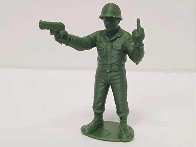 Green Toy Army Soldier Mini Gun Middle Finger USA by Florida Features ...