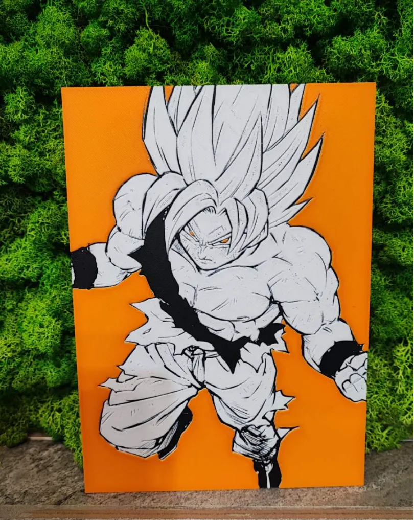 Battle Goku (Custom Background) - Free 3D Print Model - MakerWorld
