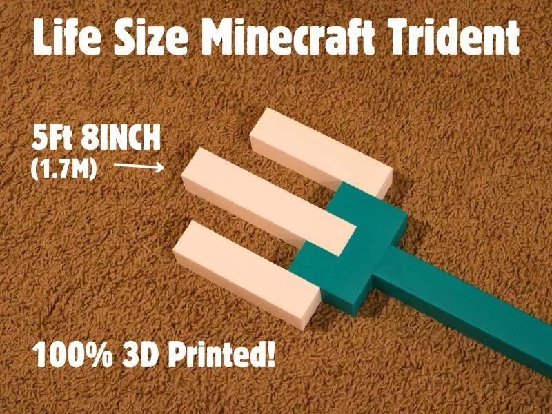 Life Size Minecraft Trident (100% Printed) - Free 3D Print Model ...
